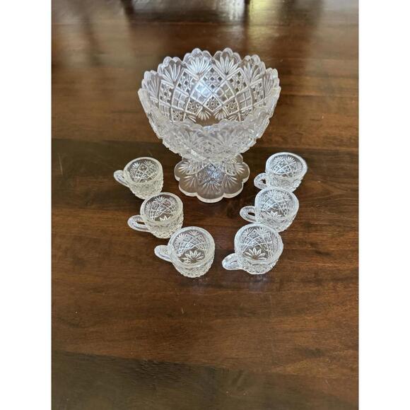 Other | Vintage 190s Early American Pressed Glass Punch Snack Set ...